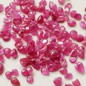 2x3mm - 4x5mm Ruby Pear Cut Stones, Natural Loose Ruby Gems, Faceted ...