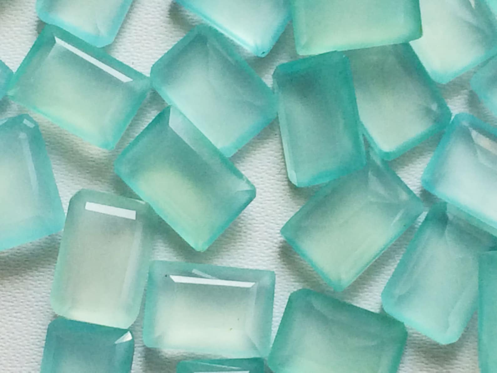 12mm Aqua Chalcedony Emerald Cut Aqua Blue Cut Stones Loose | Etsy