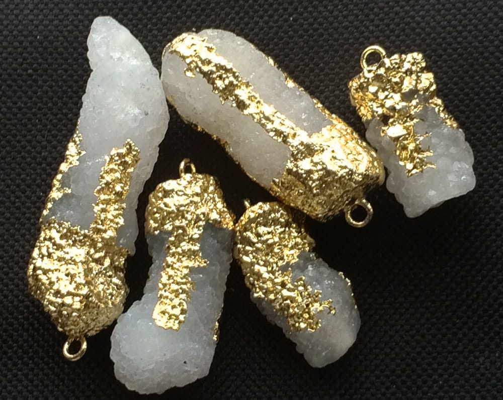 25-35mm Raw Solar Quartz Connectors, Huge Raw Solar Quartz Gold ...