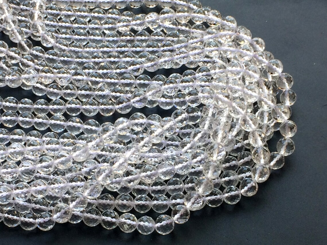 8mm Crystal Quartz Micro Faceted Round Beads Crystal Micro - Etsy