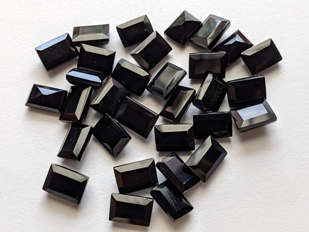 8x12mm Black Onyx, Emerald Cut Black Onyx Cutstones, Natural Black Onyx ...