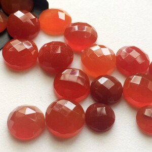 11-14mm Carnelian Orange Chalcedony Checker Cut Cabochons, Orange Flat ...