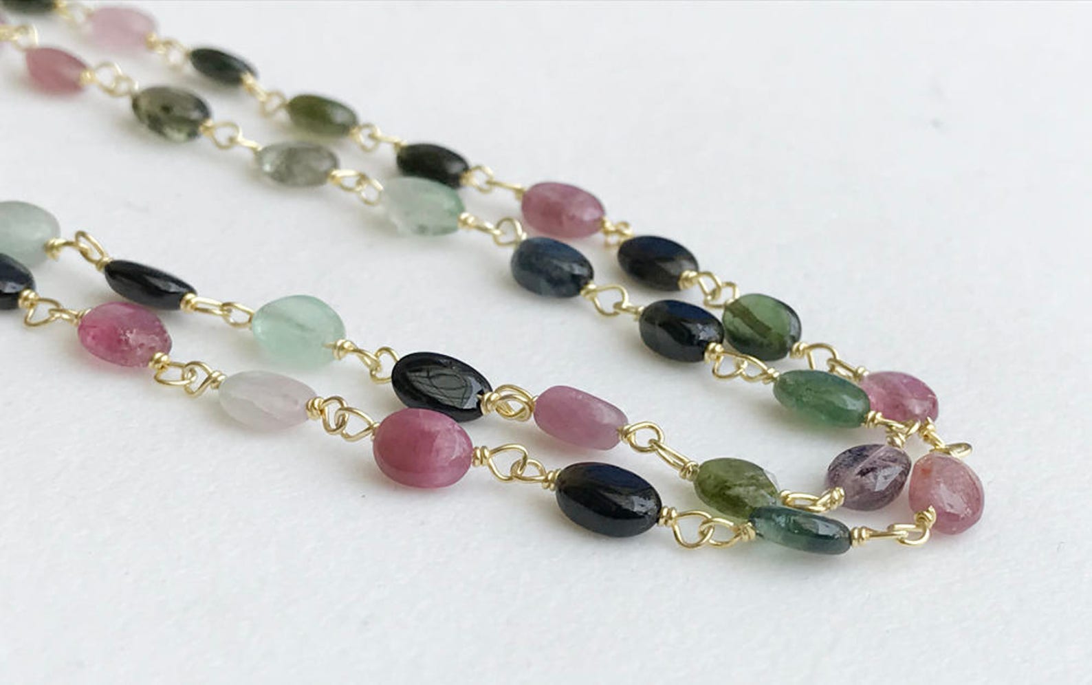 5-6mm Multi Tourmaline Plain Oval Beads Connector Chains in - Etsy