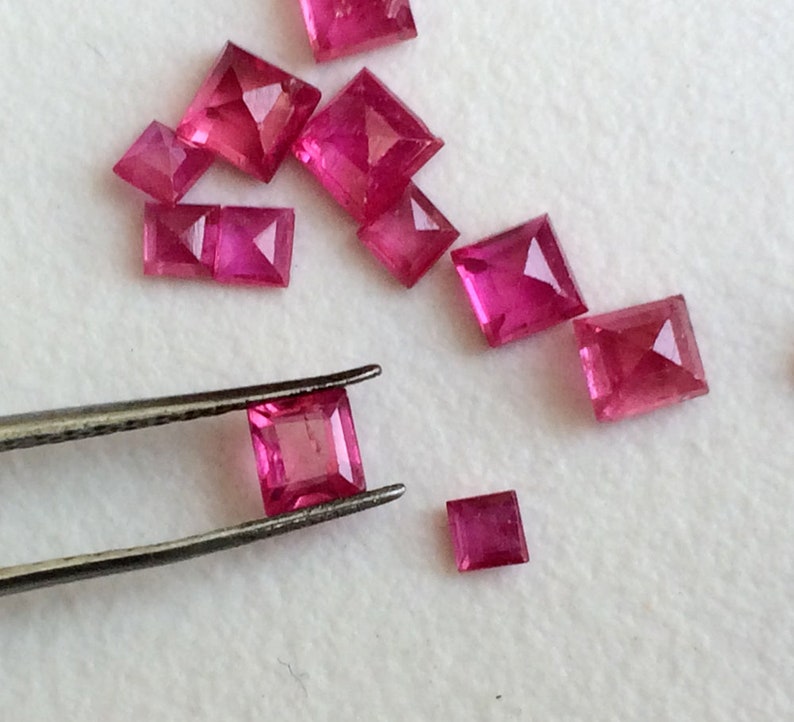2-3.5mm Ruby Mozambique Princess Cut Stone Natural Ruby | Etsy