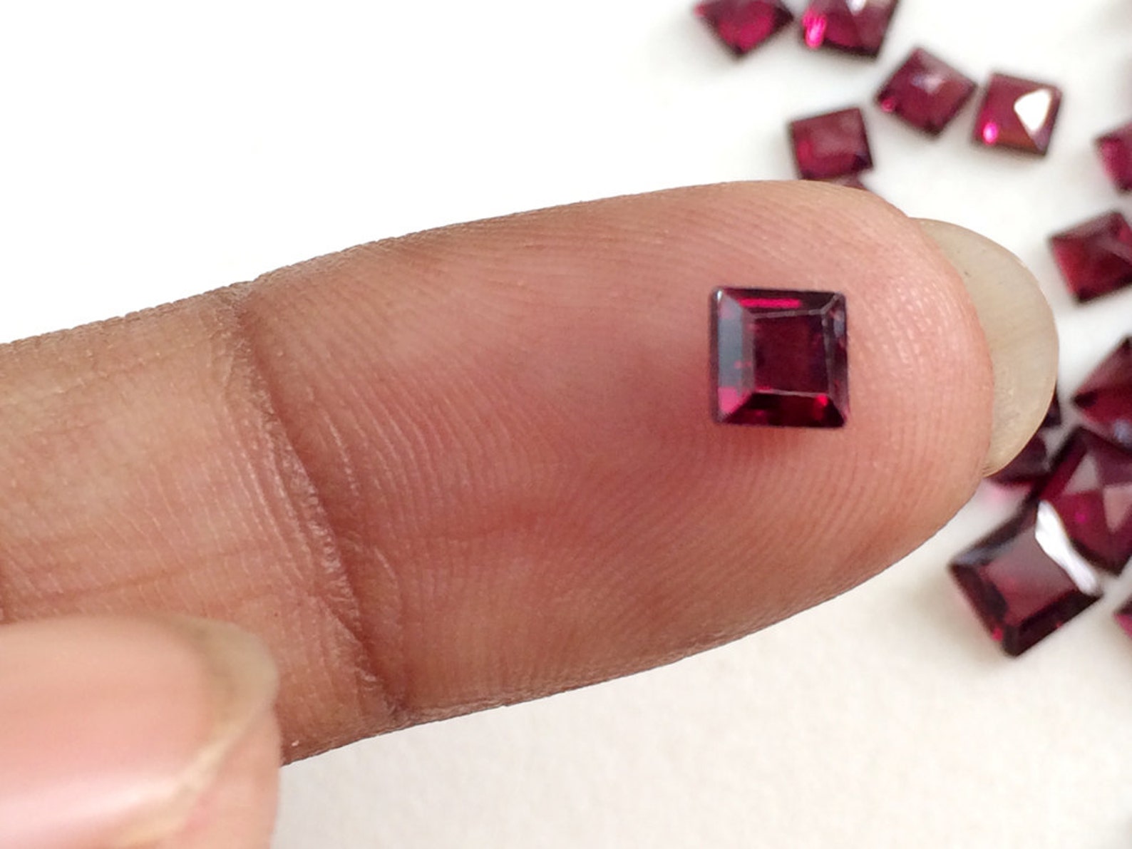3-5mm Garnet Square Gemstones Loose Garnet Faceted Lot | Etsy