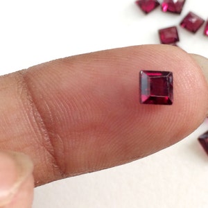3-5mm Garnet Square Gemstones, Loose Garnet Faceted Lot, Garnet ...