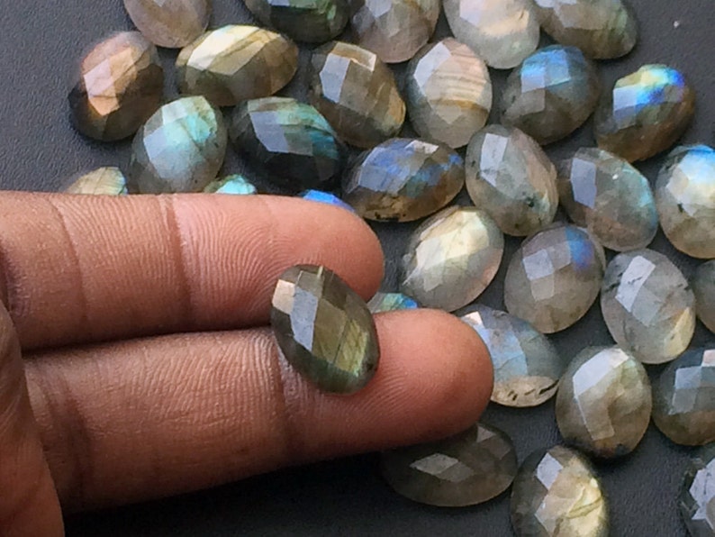 9X14mm Labradorite Rose Cut Oval Cabochons Labradorite | Etsy