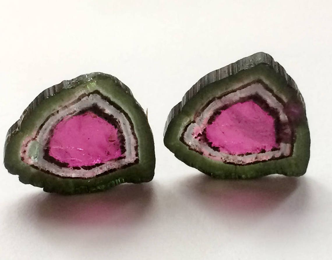 20x23mm Rare Watermelon Tourmaline Rough Slices OOAK Matched - Etsy