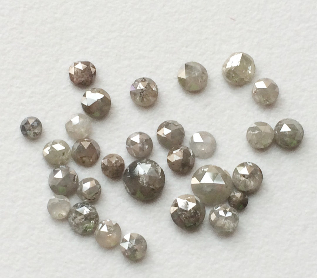 Light Gray Loose Rose Cut Natural Diamond, 3-3.5mm Calibrated Light ...