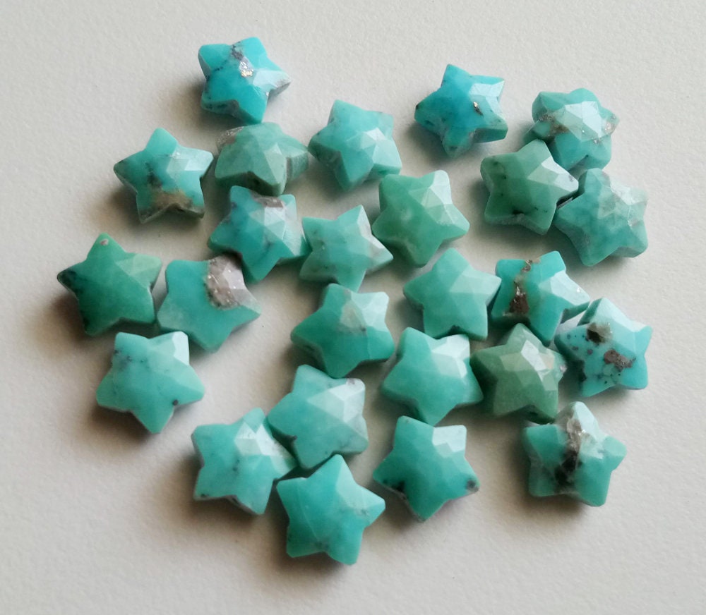 9.5-10mm Arizona Turquoise Star Beads Natural Faceted Star - Etsy