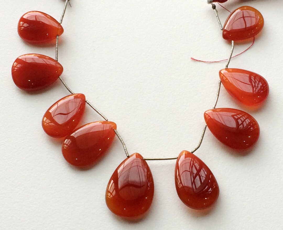 22x16mm to 29x20mm Burnt Orange Chalcedony Plain Pear Beads, Orange ...