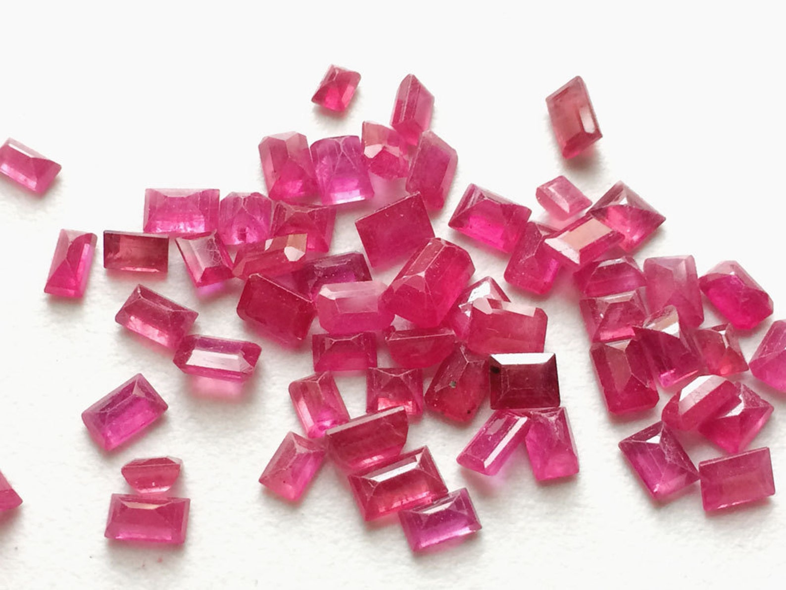 4-7mm Ruby Glass Filled Baguette Rectangle Cut Ruby Gems | Etsy