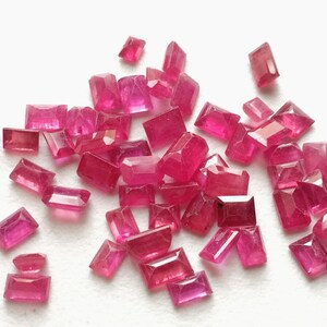 4-7mm Ruby Glass Filled Baguette, Rectangle Cut Ruby Gems, Loose Ruby ...