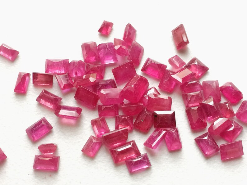 4-7mm Ruby Glass Filled Baguette Rectangle Cut Ruby Gems | Etsy