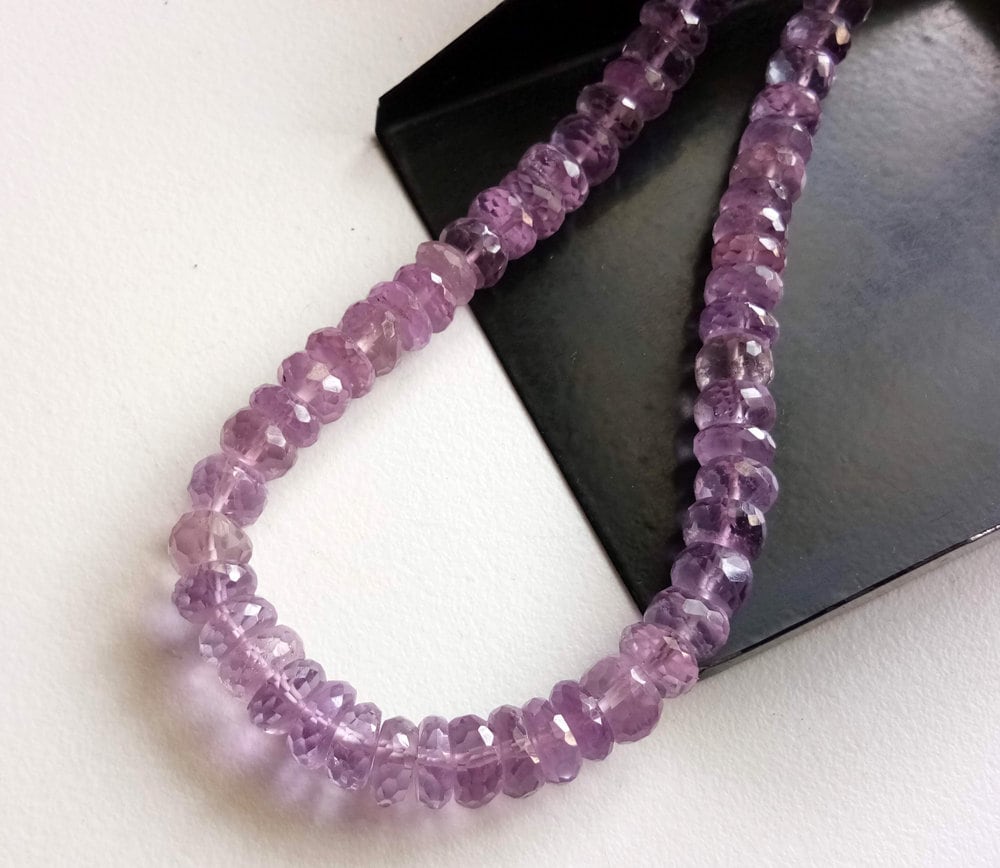 7mm Pink Amethyst Faceted Rondelle Beads, Pink Amethyst Beads, Pink ...