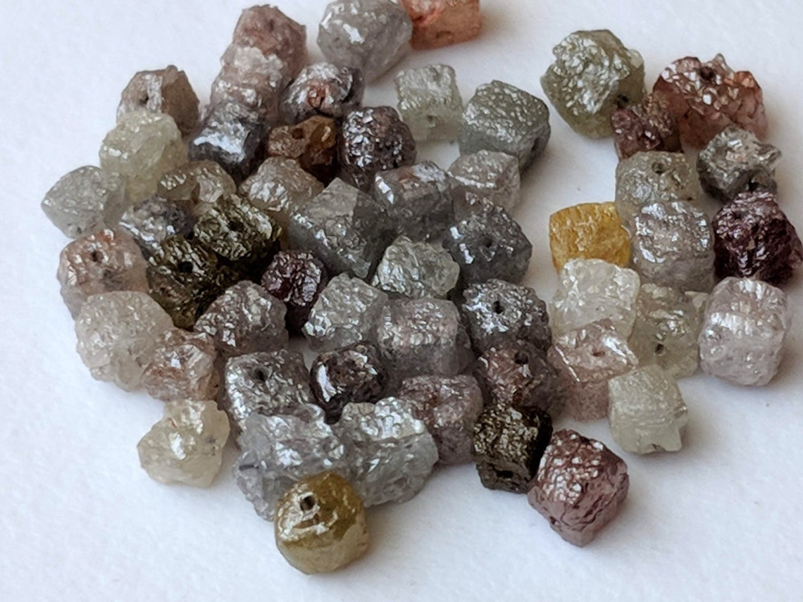 2.5-3mm Multi Color Rough Diamond Cube Drilled Natural Multi | Etsy