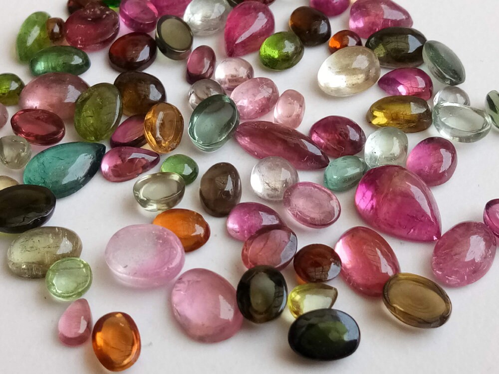3-9mm Tourmaline Plain Mix Shape Cabochons Natural Multi | Etsy