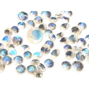 8mm Rainbow Moonstone Faceted Round Cut for Ring, Loose Rainbow ...