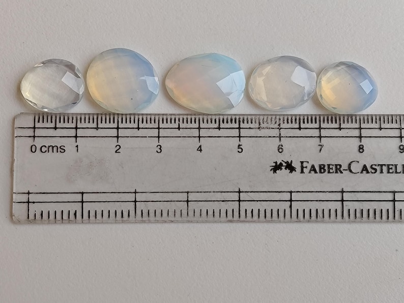 14x18mm to 16x21mm Opal Hydro Quartz Rose Cut, Opalite Rosecut Cabochon ...