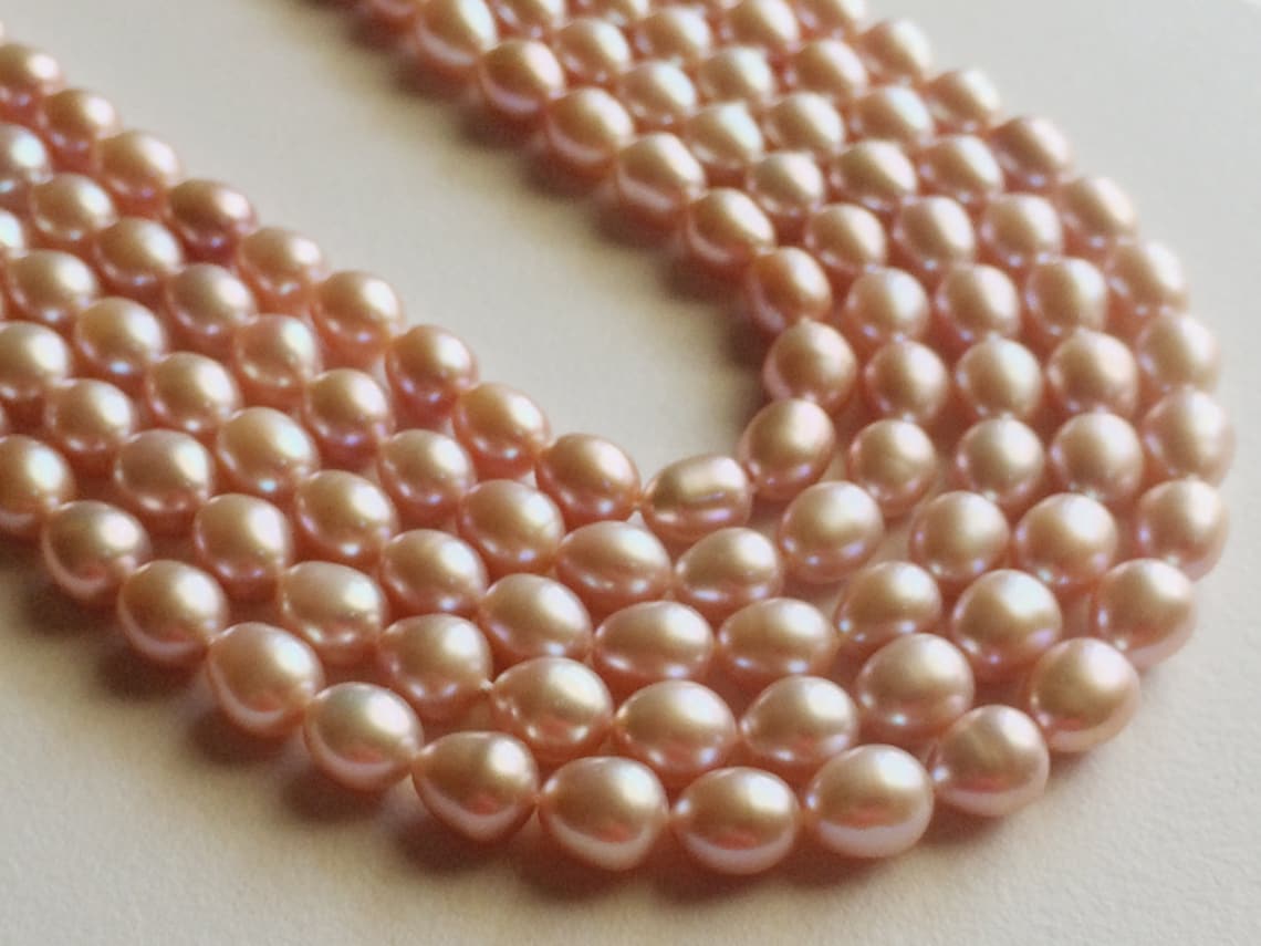 7x6mm Rose Pink Color Natural Pearls Natural Fresh Water Rice | Etsy