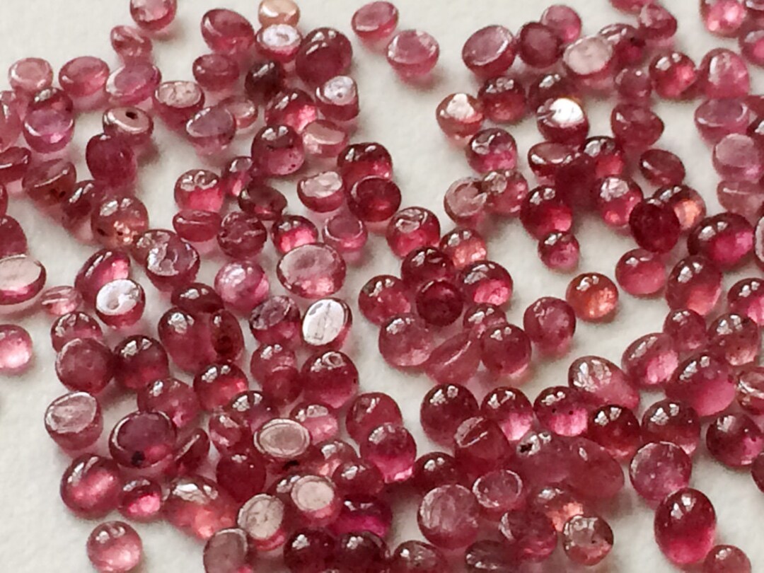 2-3mm Ruby Plain Round Flat Back Cabochons, Natural Loose Ruby Gems ...