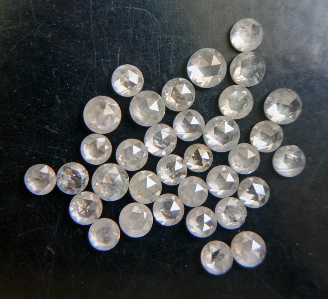 Light Grey Diamond, 2-2.5 Mm NATURAL Diamond, Round Rose Cut Flat Back ...
