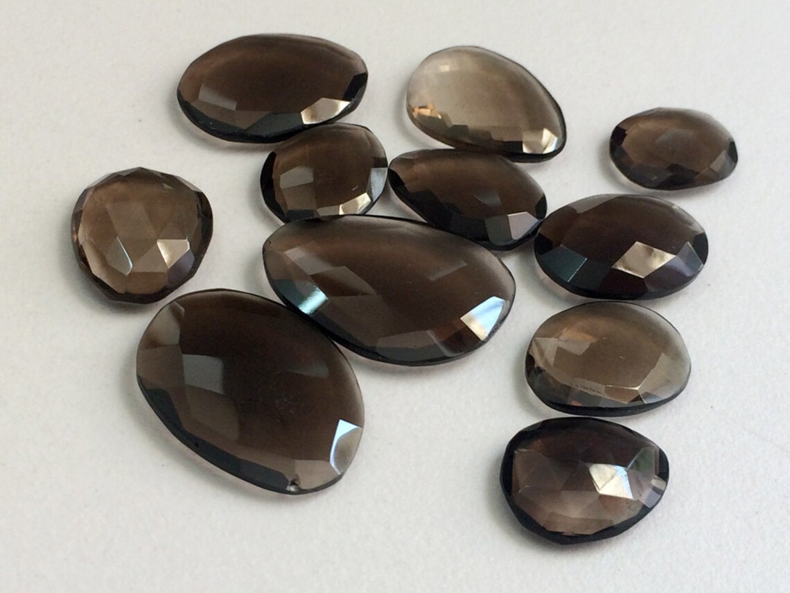 14-27mm Smoky Quartz Gems, 5 Pieces Smoky Quartz Double Side Faceted ...
