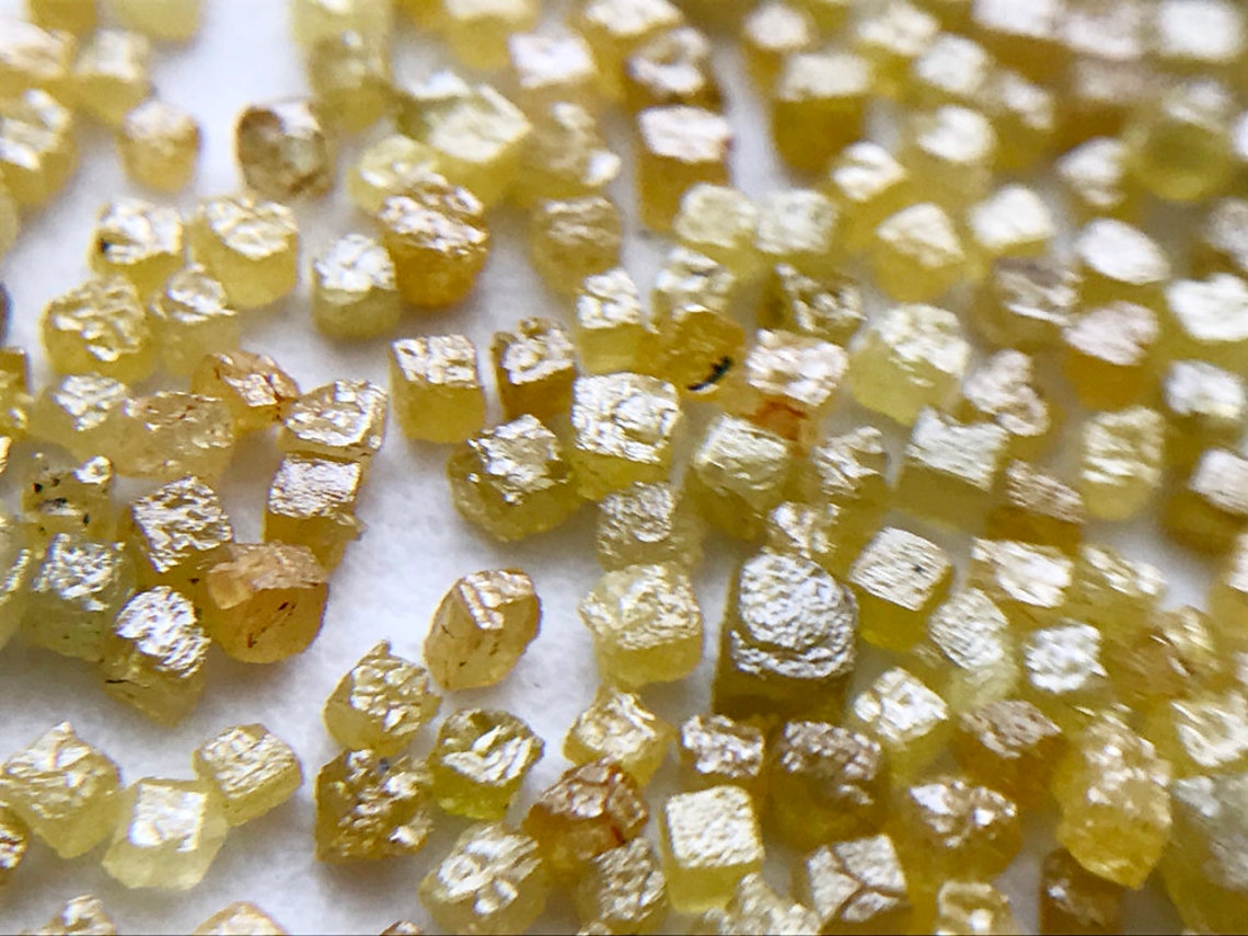 1-2mm Yellow Rough Diamond Perfect Cube Natural Yellow Tiny - Etsy