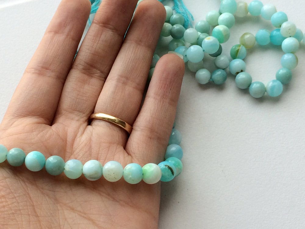 6-8mm Blue Opal Round Beads Opal Plain Round Beads Blue Opal | Etsy