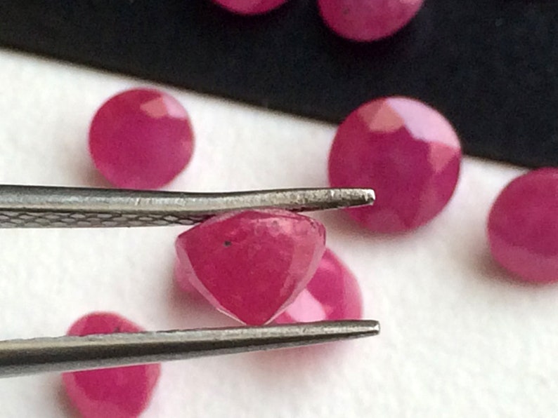 5.4-5.8mm Ruby Round Cut Stones, 4 Pieces Natural Johnson Mines Ruby ...