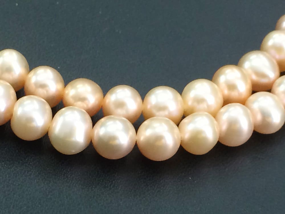 7-7.5mm Peach Color Pearls Natural Fresh Water Round Pearls - Etsy