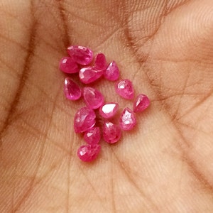 2x3mm - 4x5mm Ruby Pear Cut Stones, Natural Loose Ruby Gems, Faceted ...