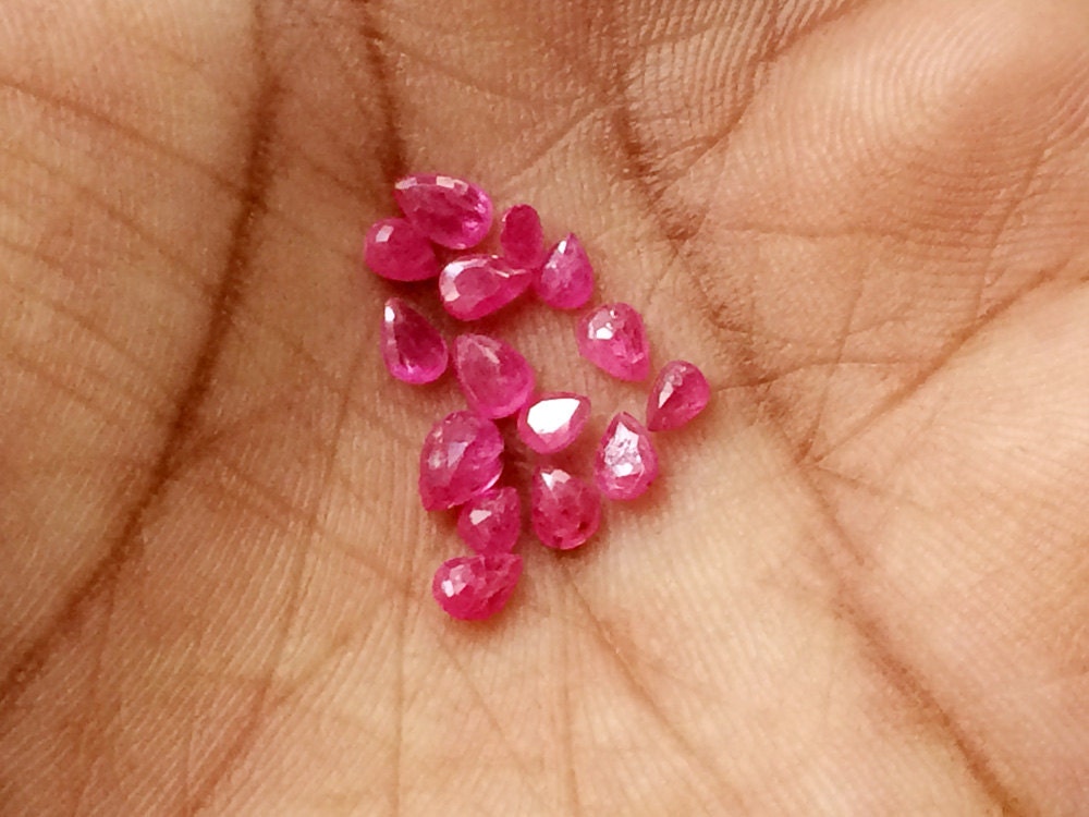 2x3mm 4x5mm Ruby Pear Cut Stones Natural Loose Ruby Gems - Etsy
