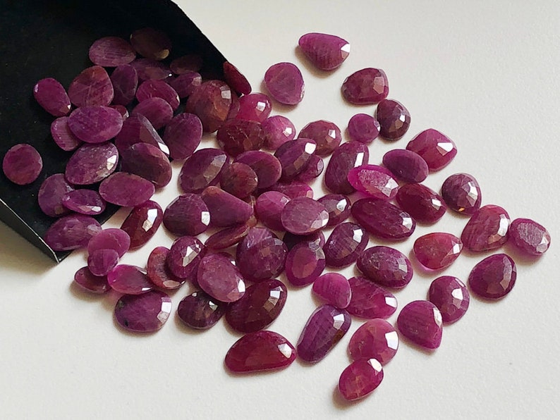 8-12mm Ruby Rose Cut Cabochons Natural Ruby Rose Cut Flat | Etsy