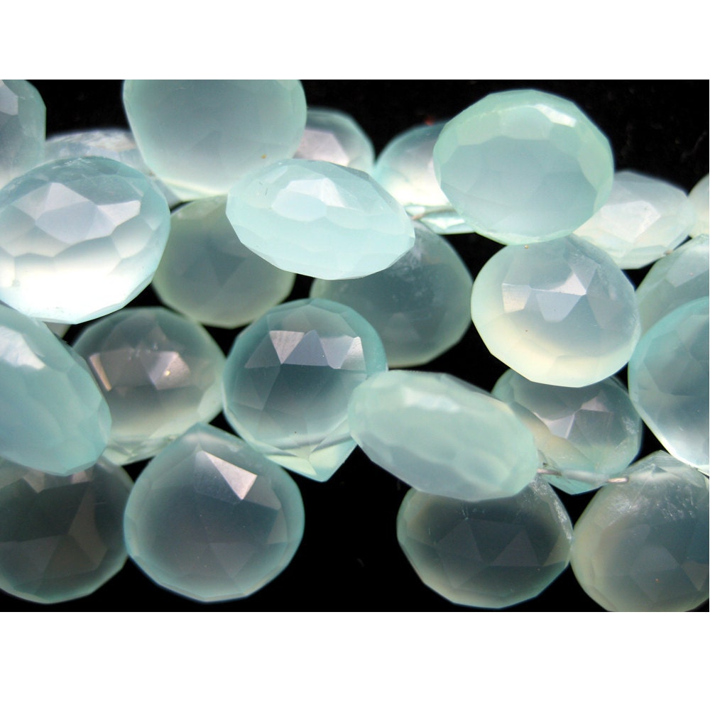 10mm Aqua Chalcedony Faceted Hearts Blue Chalcedony - Etsy