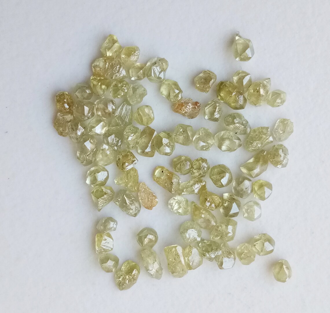 2-3.5mm Raw Clear Yellow Diamonds, Light Yellow Loose Uncut Smooth ...
