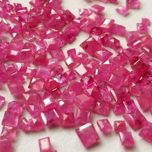 2-4mm Ruby Princess Cut Stones, Natural Loose Ruby Square Gems, Faceted ...