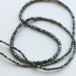 1-2mm Dark Grey Diamond Box Cubes, Natural Tiny Dark Grey Drilled Rough ...