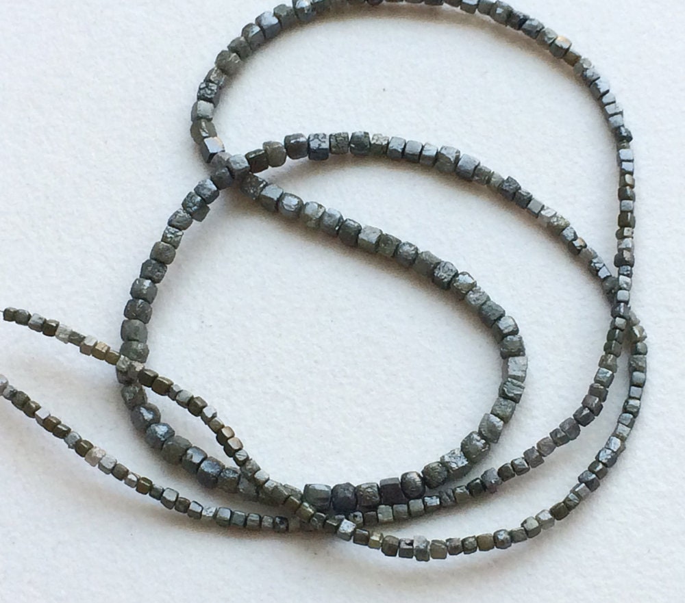 1-2mm Dark Grey Diamond Box Cubes, Natural Tiny Dark Grey Drilled Rough ...