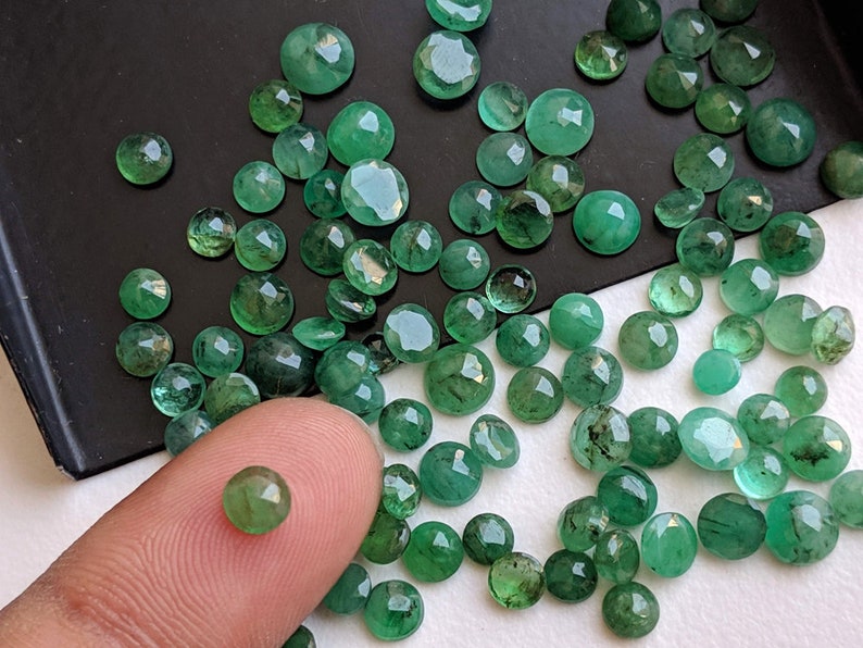 3-5mm Emerald Round Cut Stones, Natural Loose Emerald Faceted Round ...