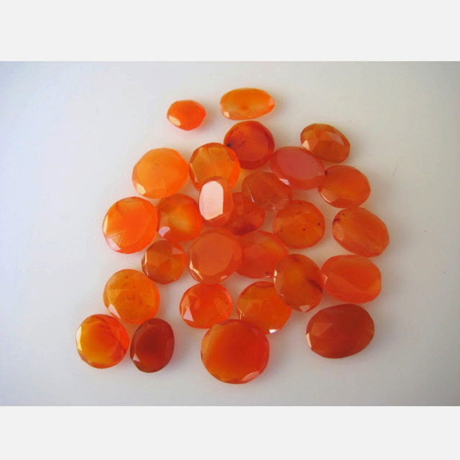 9-10mm Carnelian Rose Cut Cabochons, Carnelian Faceted Cabochons ...
