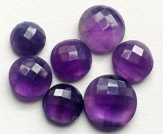 11-19mm Amethyst Cabochon Lot Round Checker Cut Faceted | Etsy