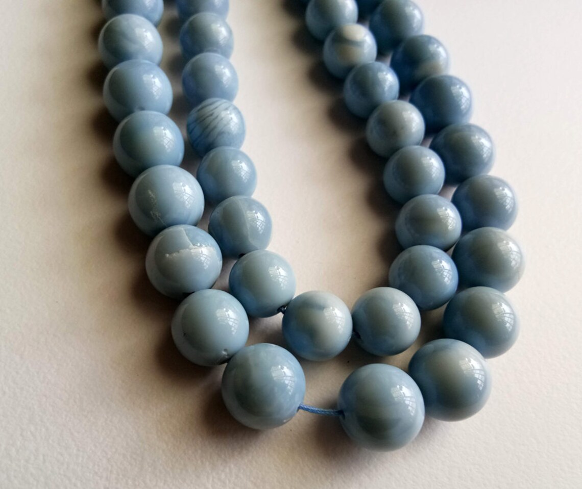8-9mm Blue Opal Plain Round Beads, Natural Blue Opal Plain Round Balls ...