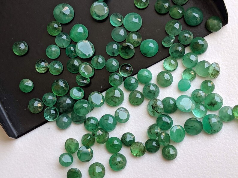 3-5mm Emerald Round Cut Stones, Natural Loose Emerald Faceted Round ...