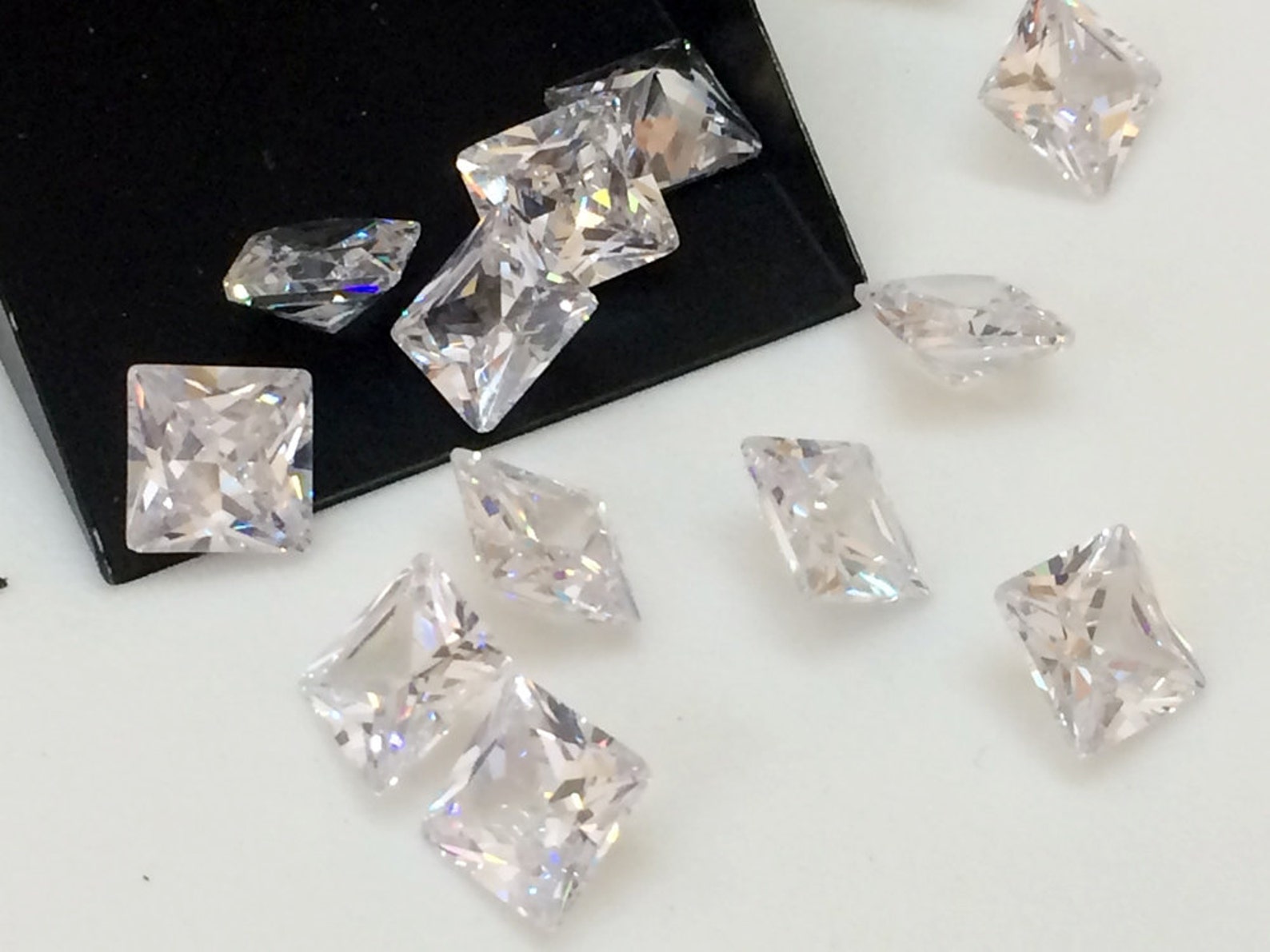 8mm Cubic Zirconia, Loose Square Zircon, Faceted Zirconia, Pavilion ...