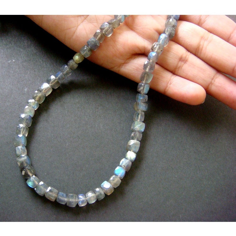 7-8mm Labradorite Faceted Box Beads, Labradorite Faceted Cubes ...
