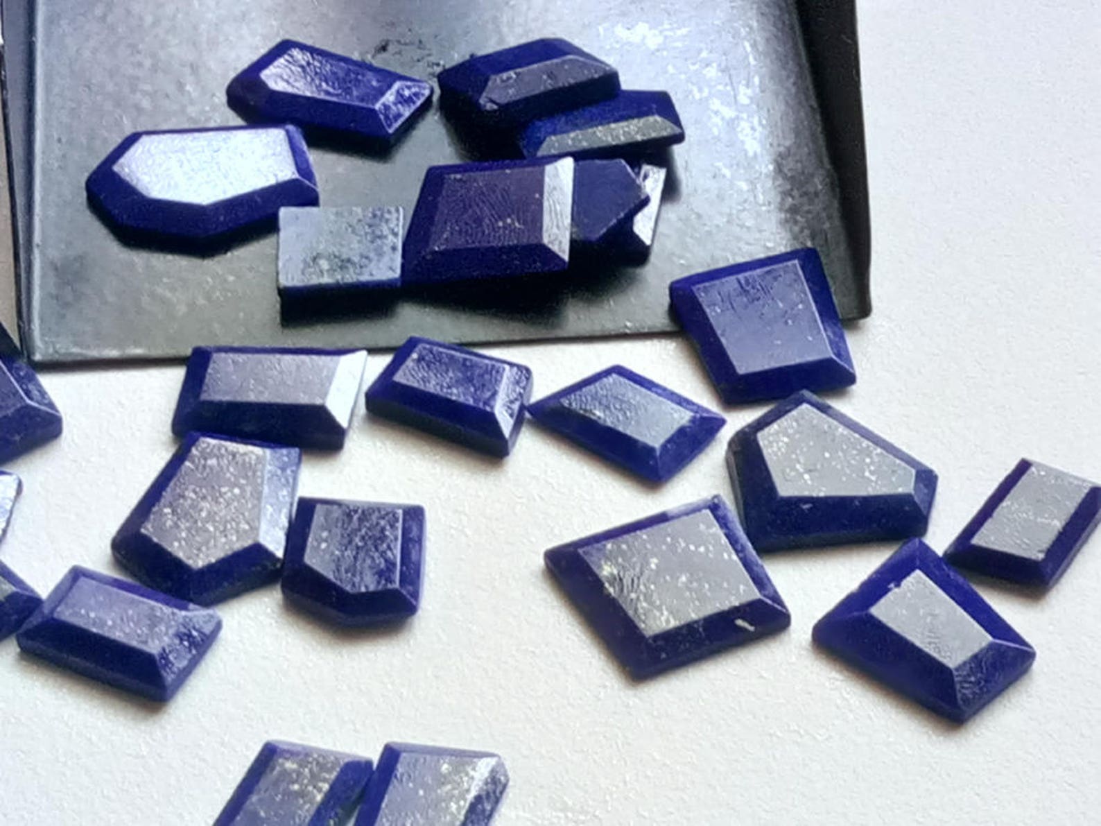 9-15mm Lapis Lazuli Fancy Cut Slices Lapis Faceted Flat Back - Etsy