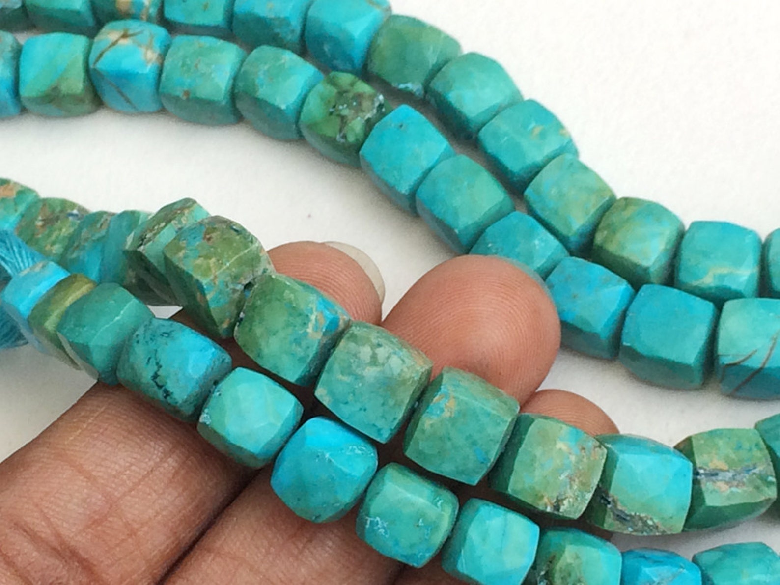6-8mm Turquoise Faceted Cube Beads Chinese Turquoise Box - Etsy