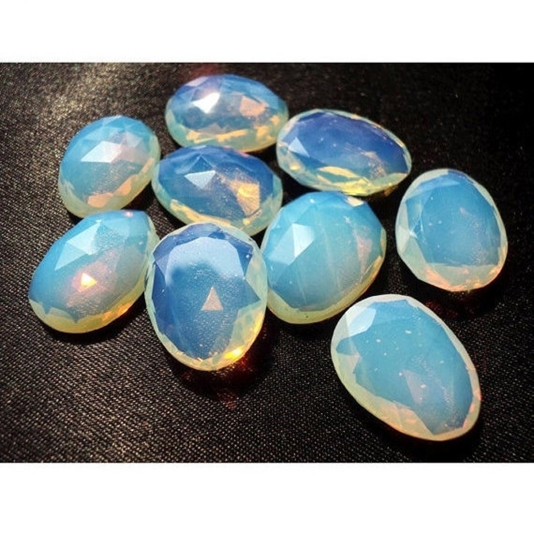 14x18mm to 16x21mm Opal Hydro Quartz Rose Cut, Opalite Rosecut Cabochon ...