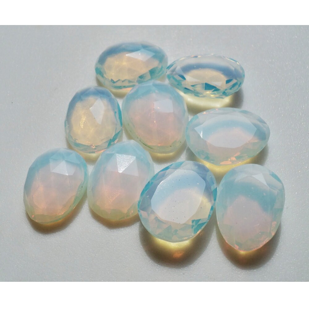 14x18mm to 16x21mm Opal Hydro Quartz Rose Cut, Opalite Rosecut Cabochon ...